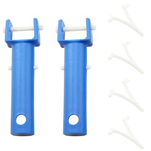 RLECS Vacuum Head Handle 2PCS Blue Color Vacuum Pool Brush Handle Universal Replacement Parts with V Clips and Pins for Swimming Pool Spa Vacuum