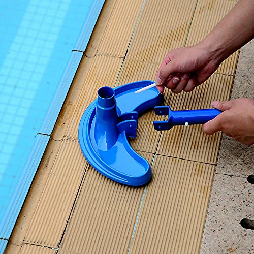 RLECS Vacuum Head Handle 2PCS Blue Color Vacuum Pool Brush Handle Universal Replacement Parts with V Clips and Pins for Swimming Pool Spa Vacuum
