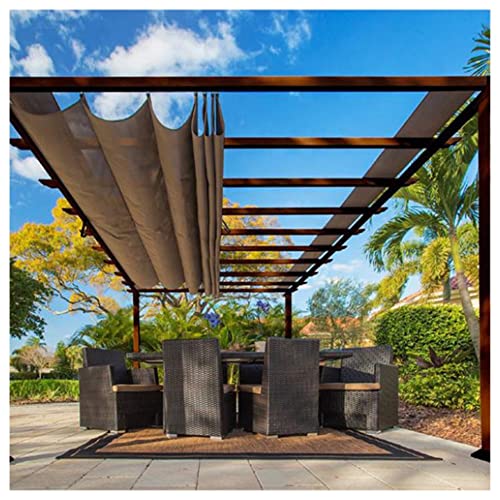 Patio Awning Shade Cover Pergola Canopy - Slide on Wire Cable Wave Drop Shade Cover - Waterproof and UV Resistant - Shade Sail Awning for Deck Porch ( Color : Coffee , Size : 0.5x4m )