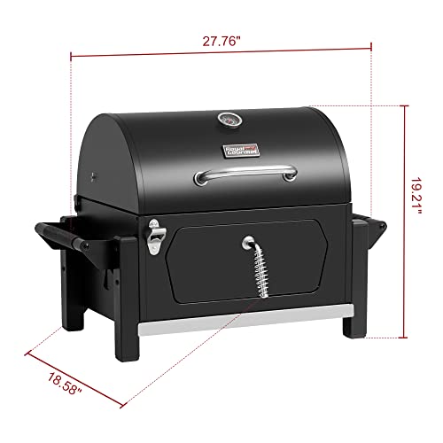 Grills House Portable Charcoal Grill with Two Side Handles, Compact Outdoor Charcoal Grill for Travel, Picnic, Tailgate, and Campsite Cooking, CD1519-SC, Black