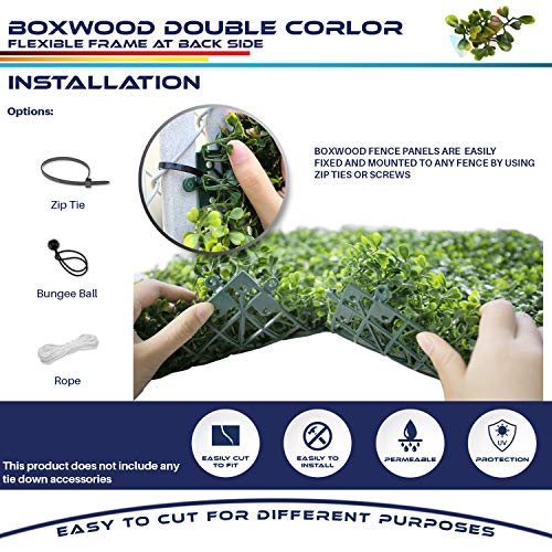 Windscreen4less Artificial Faux Ivy Leaf Decorative Fence Screen 20'' x 20" Boxwood/Milan Leaves Fence Patio Panel, Harmonious Boxwood 4 Pieces