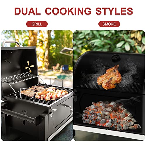 Grills House Portable Charcoal Grill with Two Side Handles, Compact Outdoor Charcoal Grill for Travel, Picnic, Tailgate, and Campsite Cooking, CD1519-SC, Black