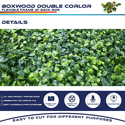 Windscreen4less Artificial Faux Ivy Leaf Decorative Fence Screen 20'' x 20" Boxwood/Milan Leaves Fence Patio Panel, Harmonious Boxwood 4 Pieces