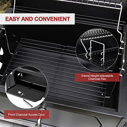 Grills House Portable Charcoal Grill with Two Side Handles, Compact Outdoor Charcoal Grill for Travel, Picnic, Tailgate, and Campsite Cooking, CD1519-SC, Black