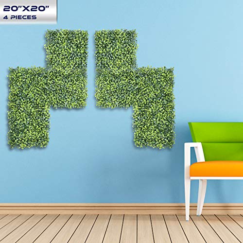 Windscreen4less Artificial Faux Ivy Leaf Decorative Fence Screen 20'' x 20" Boxwood/Milan Leaves Fence Patio Panel, Harmonious Boxwood 4 Pieces