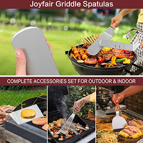 Joyfair 19Pcs Griddle Accessories Kit, Flat Top Grill BBQ Turners with Melting Domes, For Outdoor Camping Teppanyaki, Include Basting Cover, Burger Press, Stainless Steel Spatulas, Scarpers, Carry Bag