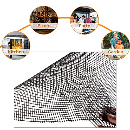 OSVINO Black Grill Mesh Mat 5 Pack Non-stick BBQ Grilling Sheet Liners 16"x12" Reusable Outdoor Barbecue Accessories Works on Gas Charcoal Electric Grill