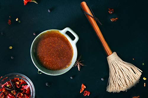 12" BBQ Sauce Basting Mops & Brushes for Roasting or Grilling, Apply Barbeque, Marinade or Glazing, Cotton Fiber Head and Hardwood Handle, Dish Mop Style, Perfect for Cooking or Cleaning - Pack of 3