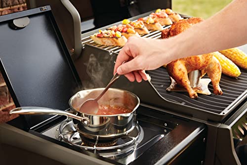 Napoleon Rogue 365 BBQ Grill, Black, Propane Gas - R365SBPK-1-OB - With Two Burners and Range Gas Side Burner, Barbecue Gas Cart, Folding Sideshelves, Instant Failsafe Ignition