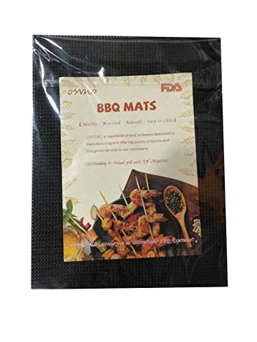 OSVINO Black Grill Mesh Mat 5 Pack Non-stick BBQ Grilling Sheet Liners 16"x12" Reusable Outdoor Barbecue Accessories Works on Gas Charcoal Electric Grill