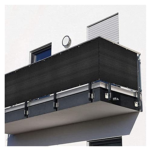 MGCD Balcony Privacy Screen, HDPE Garden Screening Shade Netting, 5M Outdoor Anti-Peeping Fence, Double-Sided Wall-Mounted Sunscreen (Color : Black, Size : 0.9x5m)