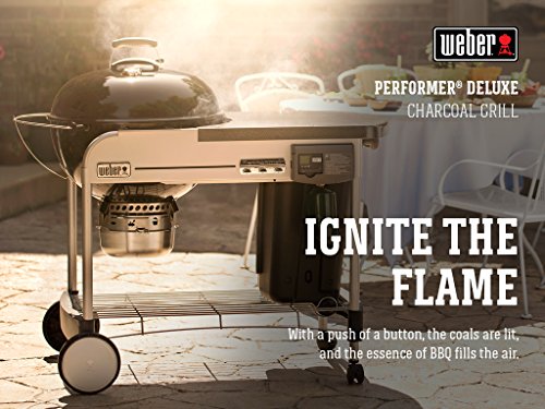 Weber Performer Deluxe Charcoal Grill, 22-Inch, Touch-N-Go Gas Ignition System, Green