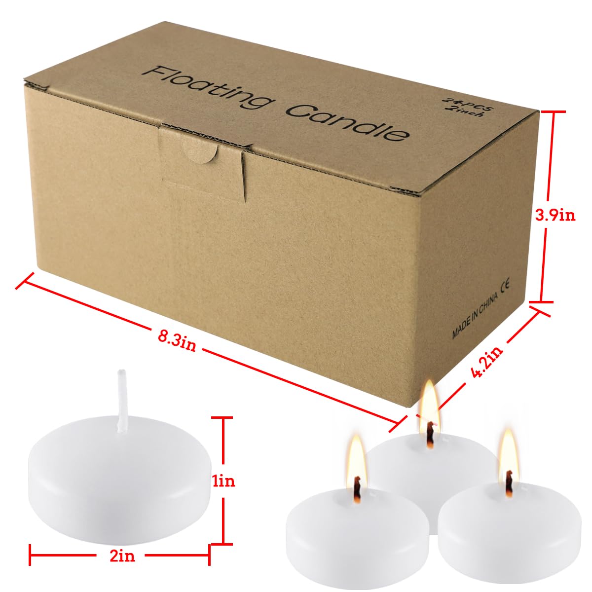 24 Bulk White Floating Candles-2 inch Unscented Tealights - for Romantic Weddings Decorations Pool Centerpieces Parties