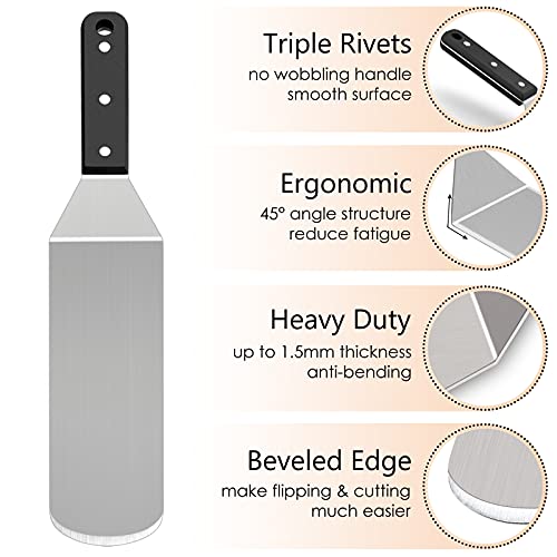 HaSteeL Griddle Accessories Set, Stainless Steel Griddle Tools Kit of 10 for Flat Top Teppanyaki BBQ Cooking Camping, 12β Melting Dome, Metal Spatulas, Griddle Scrapers, Tong, Egg Rings, Bottles