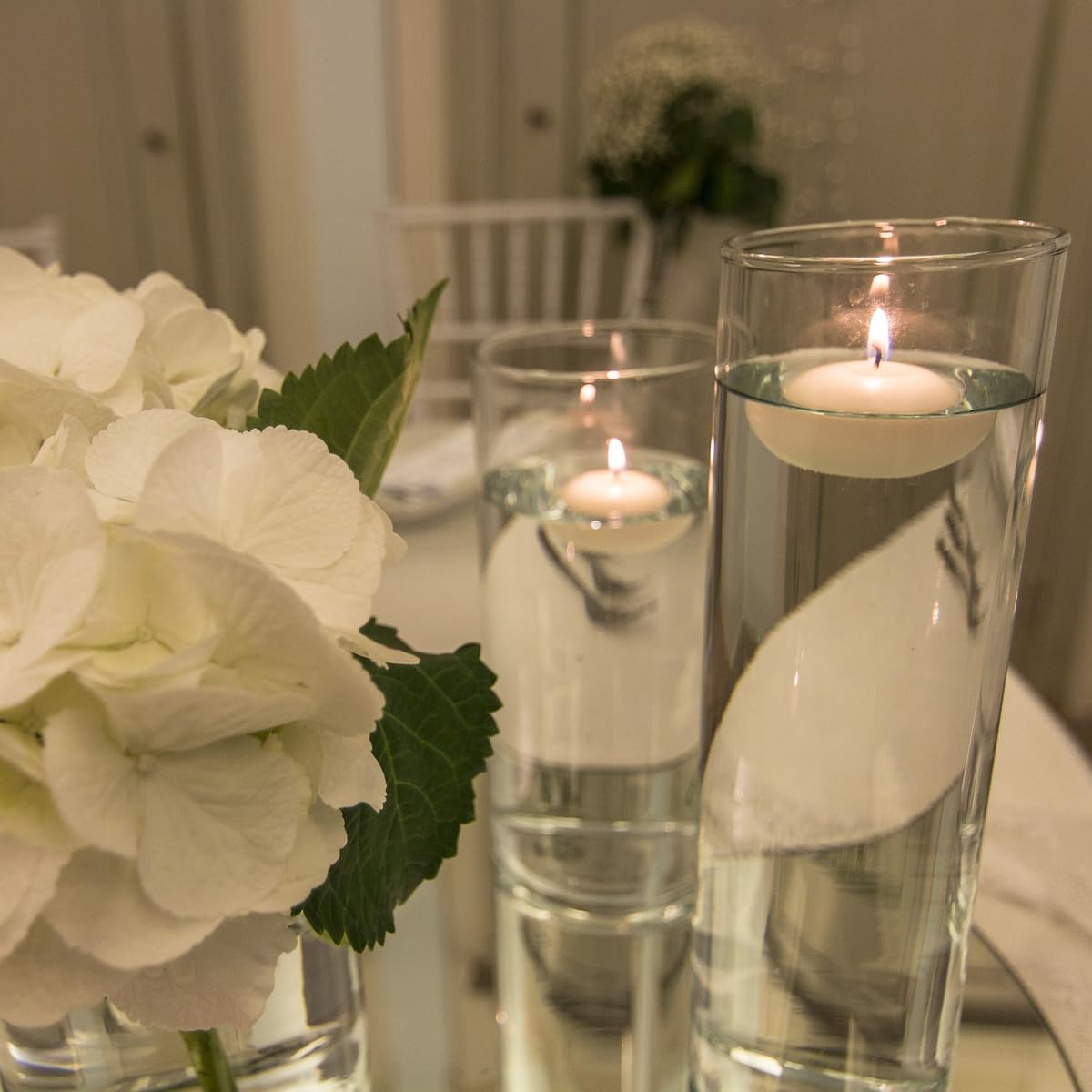 24 Bulk White Floating Candles-2 inch Unscented Tealights - for Romantic Weddings Decorations Pool Centerpieces Parties
