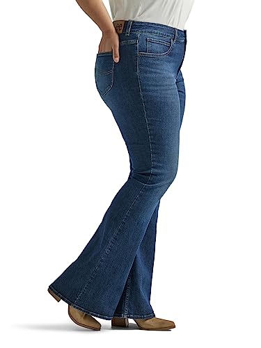 Lee Women's Size Legendary Mid Rise Flare Jean, Inner Strength, 18 Plus Petite