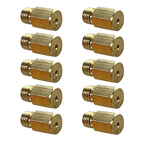 MENSI Propane Lpg Natural Gas Pipe Water Heater DIY Burner Parts Brass Jet Nozzles 10Pcs Per Pack (M6X0.75/1.4mm(Natural))