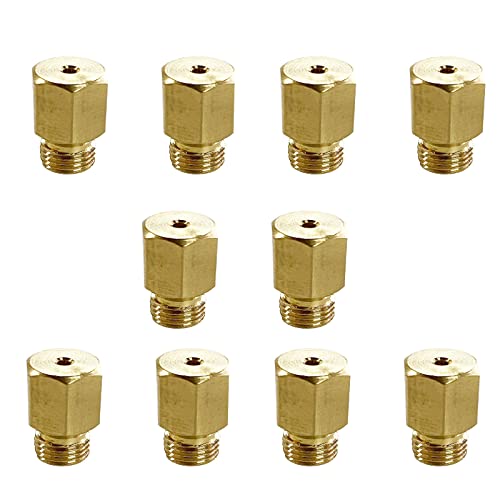 MENSI Propane Lpg Natural Gas Pipe Water Heater DIY Burner Parts Brass Jet Nozzles 10Pcs Per Pack (M6X0.75/1.4mm(Natural))