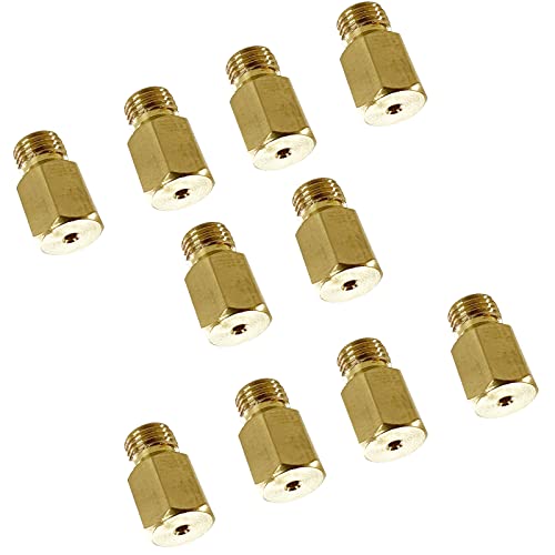 MENSI Propane Lpg Natural Gas Pipe Water Heater DIY Burner Parts Brass Jet Nozzles 10Pcs Per Pack (M6X0.75/1.4mm(Natural))