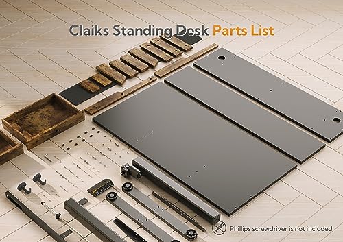 Claiks Standing Desk with Drawers, Electric Adjustable Standing Desk Adjustable Height, Sit Stand Up Desk with Storage Shelves & Wheels, 55 Inch Rustic Brown