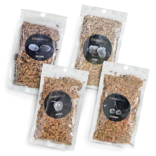 Cocktail Smoker Wood Chips by Barhance - Oak, Pecan, Cherry, Apple Wood Chips for Smoking Cocktail - Smoking Wood Chips for Whiskey, Bourbon, Cocktails - Wood Chips for SMoker - Gift for Bartenders