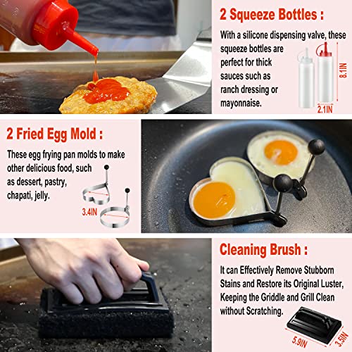 N NOBLE FAMILY 38PC Flat Top Grill Griddle Accessories Set - Must Have for Your Outdoor Griddle with Professional Griddle Spatula, Cleaning Kit, Grill Basting Cover - Ideal Griddle Gift for Men Women