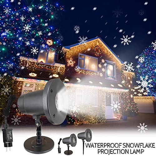 Kadlawus Christmas Projector Light Snow Projection Light LED Snow Show Projector Outdoor, Snowfall Show Lights Waterproof Christmas Decoration Lighting