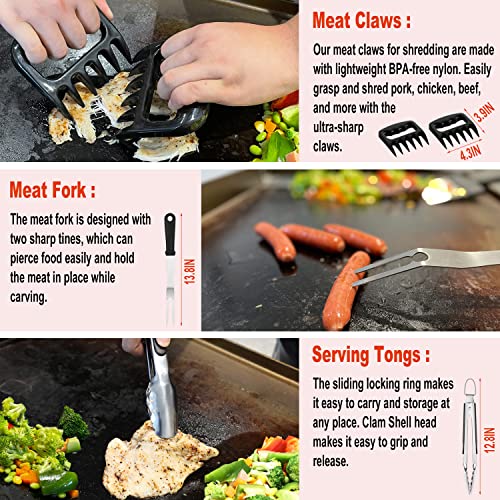 N NOBLE FAMILY 38PC Flat Top Grill Griddle Accessories Set - Must Have for Your Outdoor Griddle with Professional Griddle Spatula, Cleaning Kit, Grill Basting Cover - Ideal Griddle Gift for Men Women