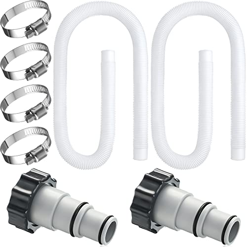 Saintrygo 2 Pack Pool Hose for Above Ground Pools 1.5 Inches Diameter 59 Inches Length Replacement Swimming Pool Pump Hose with 4 Pcs Hose Clamps and 2 Replacement Hose Adapter