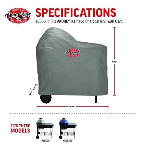 Char-Griller 6555 Akorn Kamado Cart Grill Cover, Grey