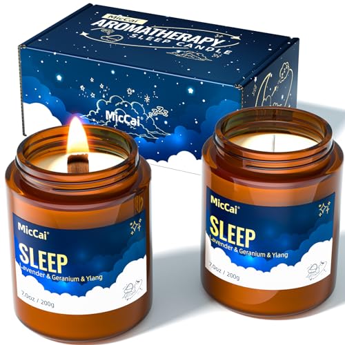 MicCai Scented Candles 7oz, Sleep Candles for Home Scented, Scented Candle Set for Stress Relief and Promote Sleep, Candles Gifts for Women and Men (2 Pack)
