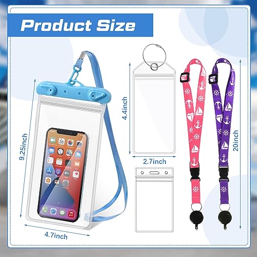 Teling 12 Pcs Cruise Accessories Kit includes 3 Cruise Lanyards with Detachable Clear Badge Holder 6 Cruise Luggage Tag Holder with Metal Loop 6 Waterproof Phone Pouch Carnival (Pink, Blue, Purple)