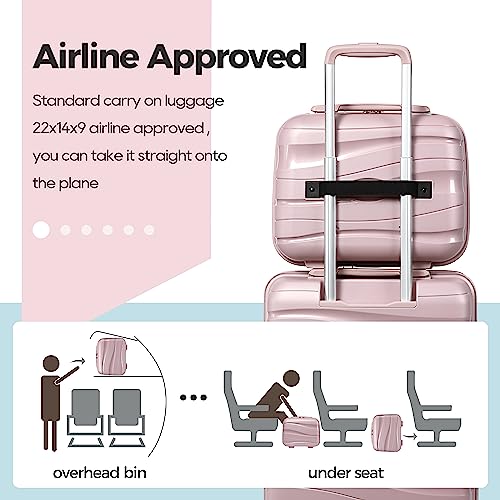 Melalenia Luggage Carry On Suitcase Sets, Expandable PP Hard Shell Suitcase with Spinner Wheels,Travel Luggage with TSA Locks 22x14x9 Airline Approved