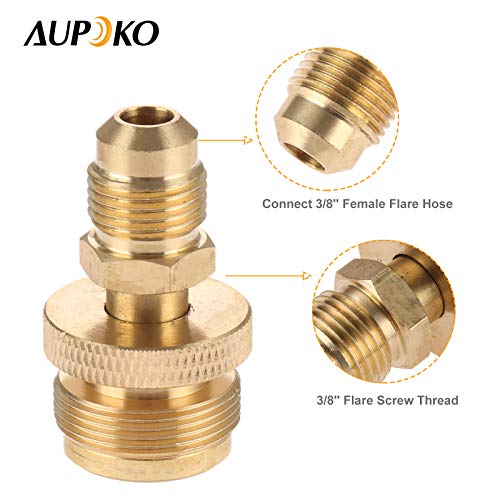Aupoko 1LB Portable Propane Tank Cansiter Regulator Adapter Connection to 3/8" Male Flare (5/8"-18UNF) Thread, Camping Grill Stove Parts for Heaters, Burner, Cooker