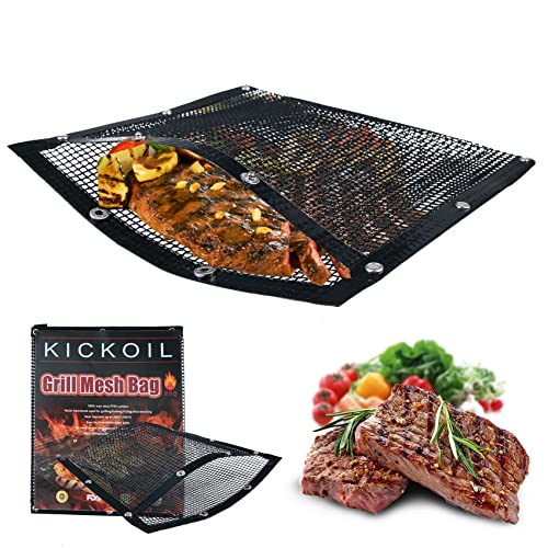 BBQ Accessories Mesh Grill Bags for Outdoor Grill,more than Grill Mat,Non-stick Resuable,Easy to Clean,Works on Electric Grill Outdoor Gas Charcoal BBQ Black Barbeque Grilling Accessories/BBQ Tools