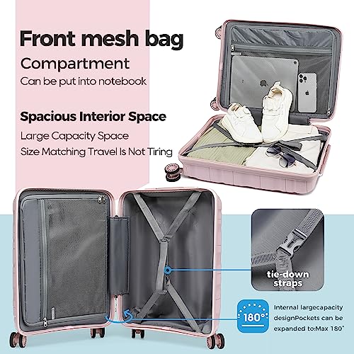 Melalenia Luggage Carry On Suitcase Sets, Expandable PP Hard Shell Suitcase with Spinner Wheels,Travel Luggage with TSA Locks 22x14x9 Airline Approved