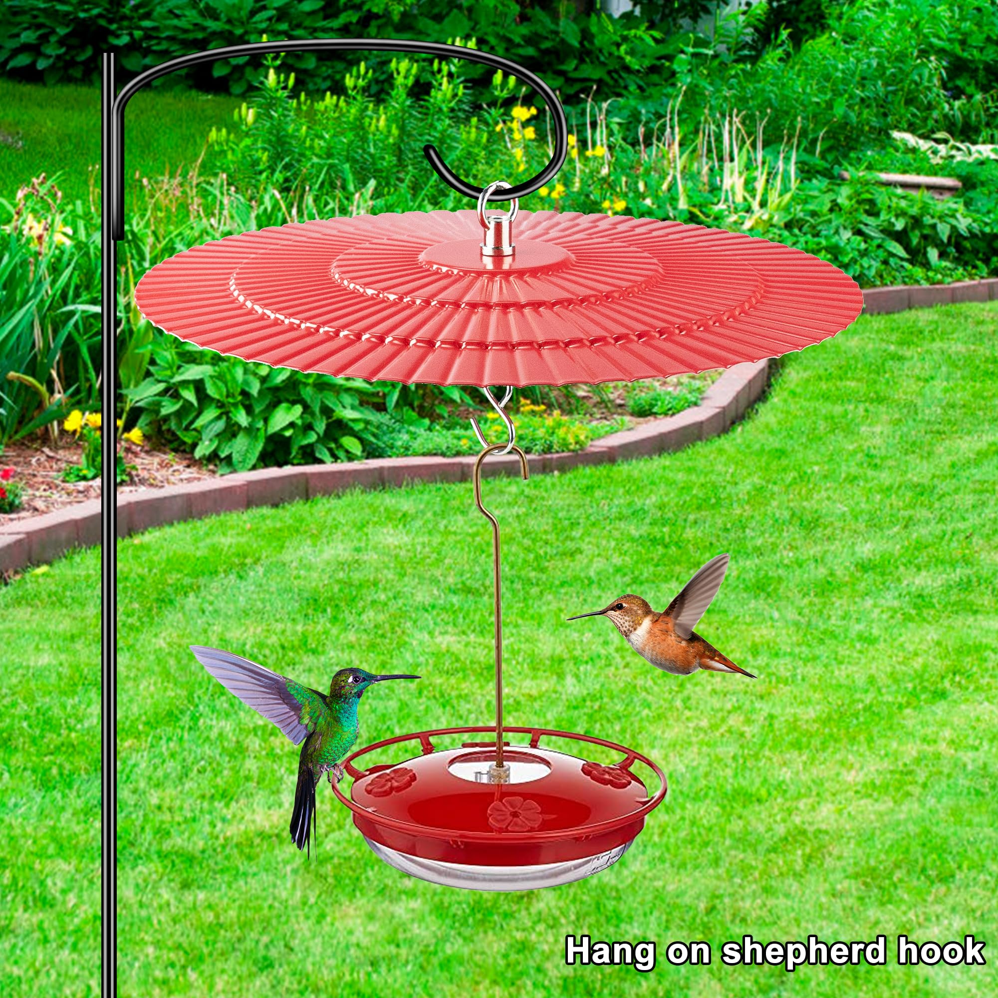 11.2" Metal Bird Feeder Rain Guard, Red Dome Shield Cover Umbrella Shade for Hummingbird Oriole Feeder, Squirrel Baffles for Bird Feeders