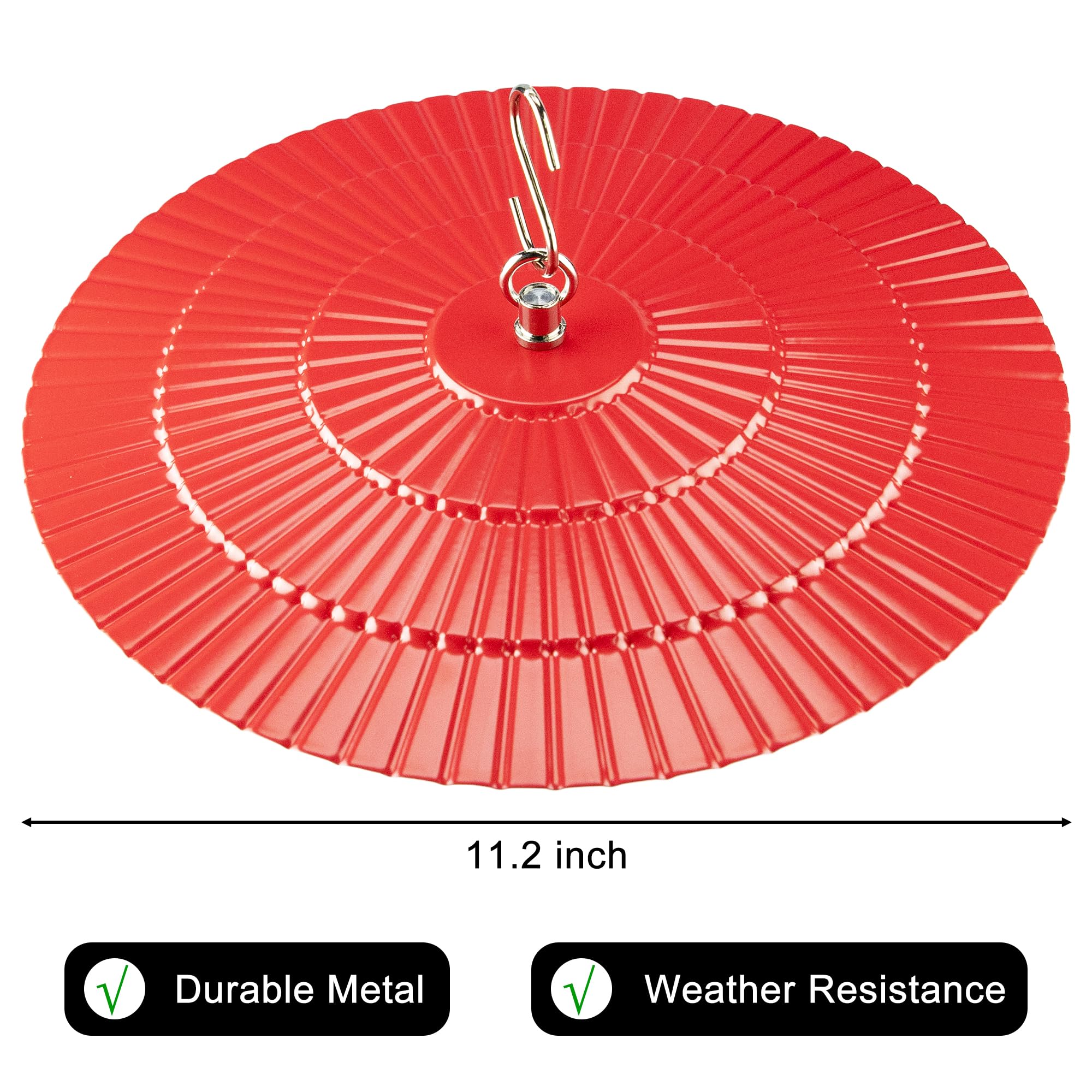 11.2" Metal Bird Feeder Rain Guard, Red Dome Shield Cover Umbrella Shade for Hummingbird Oriole Feeder, Squirrel Baffles for Bird Feeders