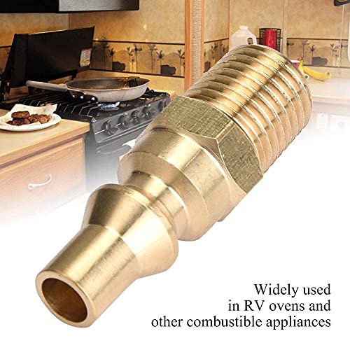 Seihao 1Pcs Propane Quick Connect Fitting Adapter 1/4 Inch Male NPT Thread with Full Flow Male Plug 100% Brass for RV BBQ
