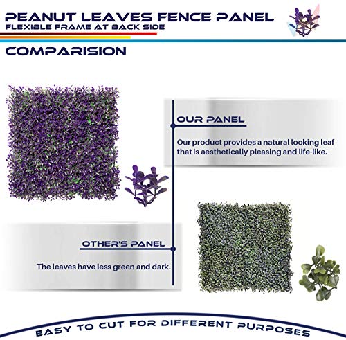Windscreen4less Artificial Plant Leaves Faux Ivy Leaf Decorative Wall Fence Screen 20'' x 20" Purple Peanut Leaves 2 Pcs