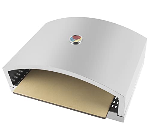 Open Faced Grill Pizza Oven for Gas or Charcoal Grill, Includes Ceramic Pizza Stone