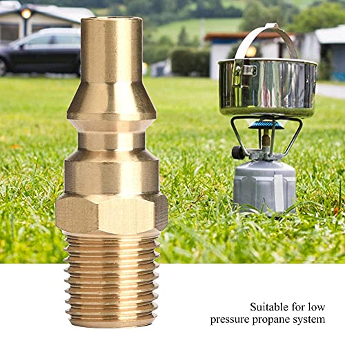 Seihao 1Pcs Propane Quick Connect Fitting Adapter 1/4 Inch Male NPT Thread with Full Flow Male Plug 100% Brass for RV BBQ