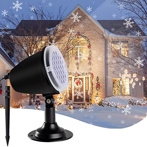 Christmas Projector Lights Outdoor, Snowflake Projector Lights for Christmas Decorations, IP65 Waterproof Christmas Light Projector for Outdoor and Indoor, Wall, House, New Year Gift(Black)