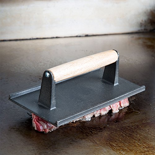 Tezzorio (Set of 3) Cast Iron Steak Weight/Bacon Press with Wooden Handle, 8 x 4-Inch Heavy-Weight Grill Press, Commercial Grade Burger/Panini Weight Press