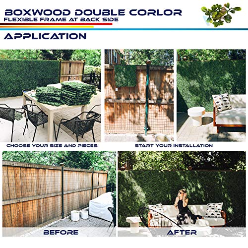 Windscreen4less Artificial Faux Ivy Leaf Decorative Fence Screen 20'' x 20" Boxwood/Milan Leaves Fence Patio Panel, Harmonious Boxwood 2 Pieces