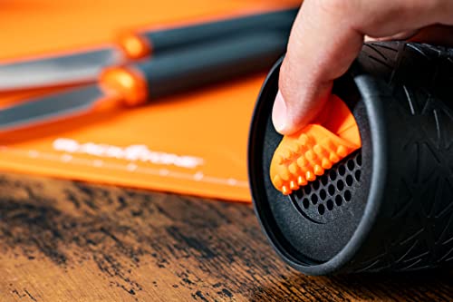 Blackstone 5433 Knife Roll Kit 1 Silicone Prep Mat, Integrated Salt and Pepper Shaker, 1 Large Prep Knife, 1 Small Prep Knife, 1 Containment Tube, Stainless Steel, Chef Travel Roll Bag/Case Orange