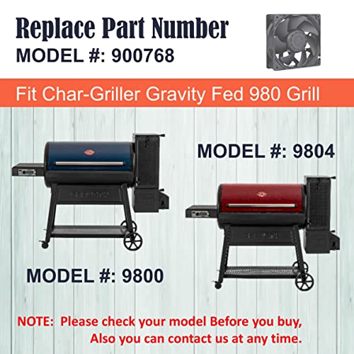 Precision Control Speed Fan Compatible with Char-griller Gravity Fed 980 Charcoal Grill 38-in W Black Barrel Charcoal Grill