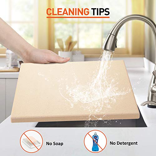Arcedo Baking Stone for Bread, 15 x 12 Inch Rectangular Pizza Stone for Oven and Grill, Heavy Duty Ceramic Pizza Pan, Thermal Shock Resistant Pizza Grilling Stone for Pizza, Bread, Pies and More