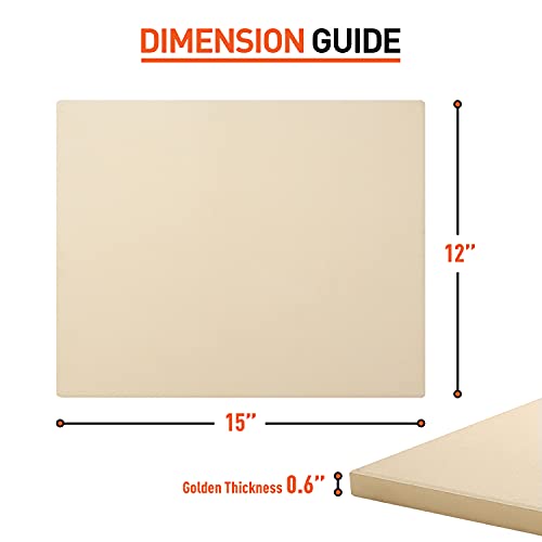 Arcedo Baking Stone for Bread, 15 x 12 Inch Rectangular Pizza Stone for Oven and Grill, Heavy Duty Ceramic Pizza Pan, Thermal Shock Resistant Pizza Grilling Stone for Pizza, Bread, Pies and More