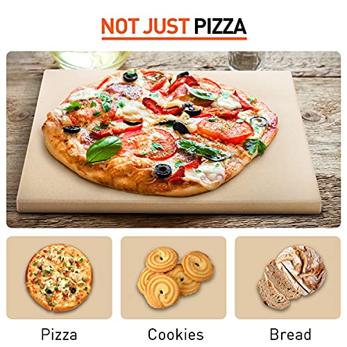 Arcedo Baking Stone for Bread, 15 x 12 Inch Rectangular Pizza Stone for Oven and Grill, Heavy Duty Ceramic Pizza Pan, Thermal Shock Resistant Pizza Grilling Stone for Pizza, Bread, Pies and More